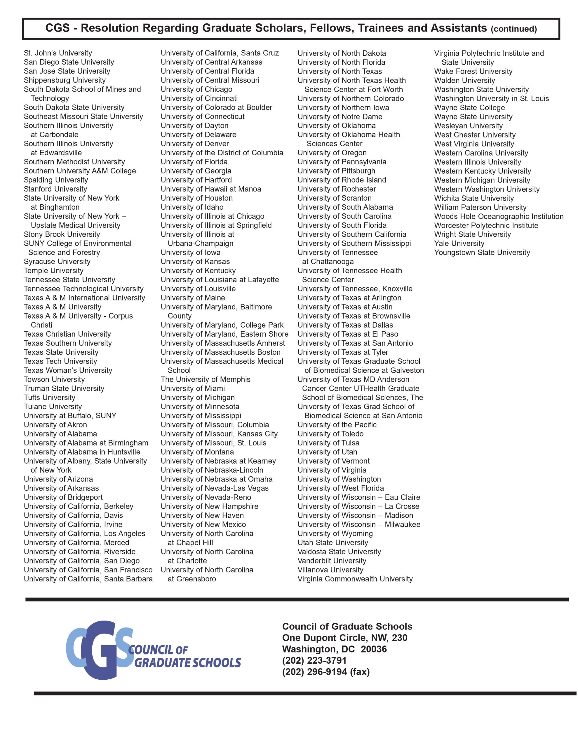 Council of Graduate Schools - UCI Graduate Division